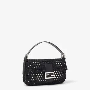 Fendi Baguette® 26424 Re Edition Bag With Black Embroidery And Mirrors